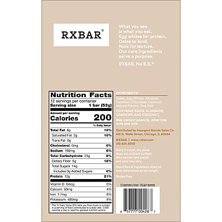 RXBAR Coconut Chocolate Protein Bars 1.8 Oz Total Qty 6 - Office Depot
