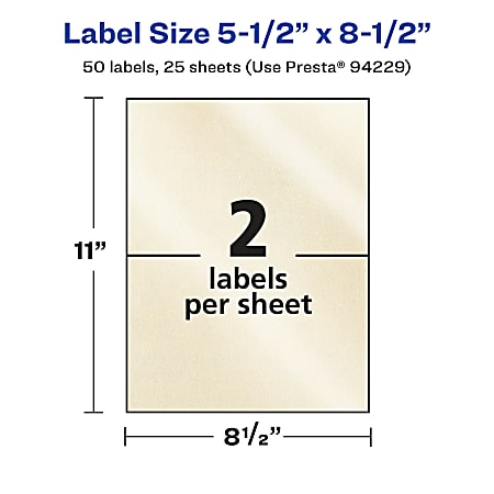 Avery Pearlized Permanent Labels 94229 PIP25 Rectangle 5 12 x 8 12 ...