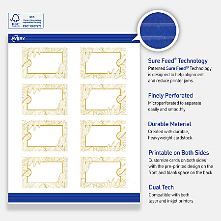 Avery Printable Postcards With Sure Feed Technology 4 x 6 Matte White ...