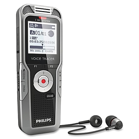 Philips Voice Tracer Digital Recorder with 3Mic AutoZoom - Office Depot