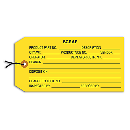 Partners Brand Prestrung Inspection Tags, "Scrap," 4 3/4" x 2 3/8 ...