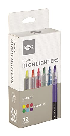 Office Depot Brand Liquid Ink Highlighters With Chisel Tips Assorted ...