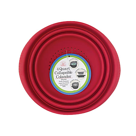 Better Houseware 4 Quart Collapsible Silicone Colander Red - Office Depot