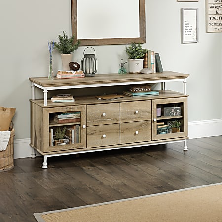 Sauder Canal Street Entertainment Credenza For 60 TVs Coastal Oak ODP Business Solutions