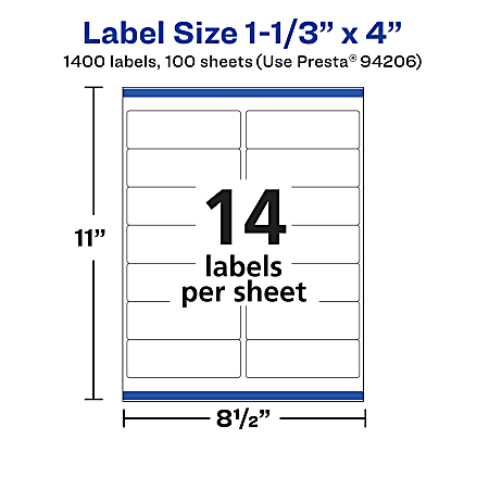 Avery Permanent Labels With Sure Feed 94206 WMP100 Rectangle 1 13 x 4 ...