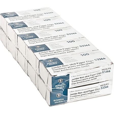 Business Source Jumbo Nonskid Paper Clips Jumbo 1000 Pack Silver Steel ...