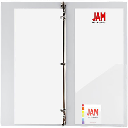 JAM PAPER 3 Ring Plastic Binder 0.75 inch Frosted Clear - Office Depot