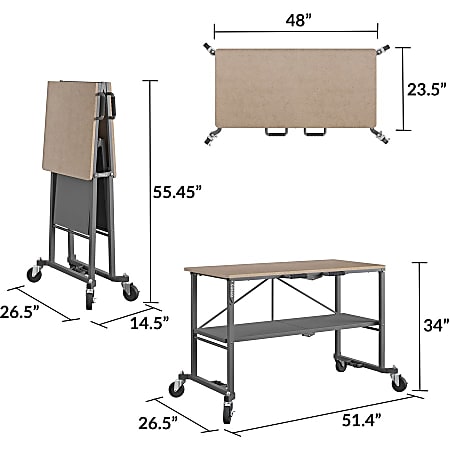 Cosco Smartfold Portable Work Desk Table Rectangle Top Four Leg Base 4 ...