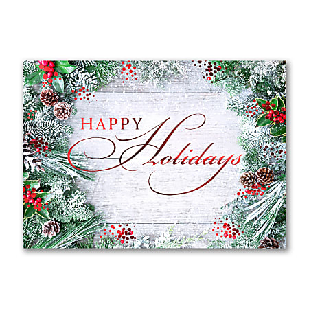 Custom Embellished Holiday Cards And Foil Envelopes 5 58 x 7 78 Frosted ...
