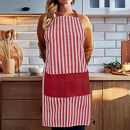 Better Houseware Adjustable Striped Apron Red - Office Depot