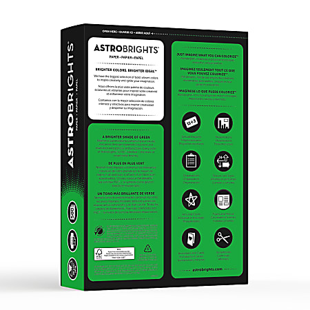 Astrobrights Color Multi Use Printer Copy Paper 1 Ream Gamma Green ...