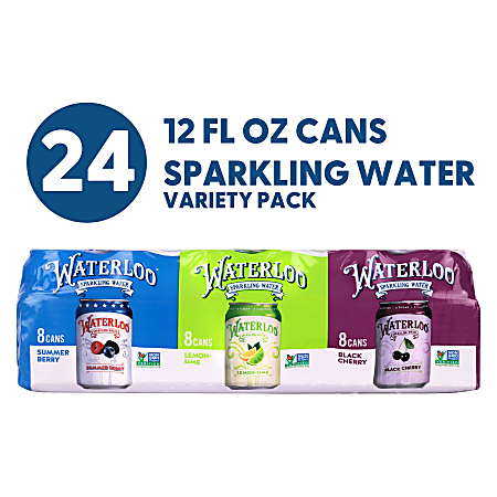 Waterloo Sparkling Water Variety Pack 12 Oz Pack Of 24 Cans - Office Depot