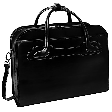 McKlein Willow Brook Leather Detachable Wheeled Briefcase Black ...