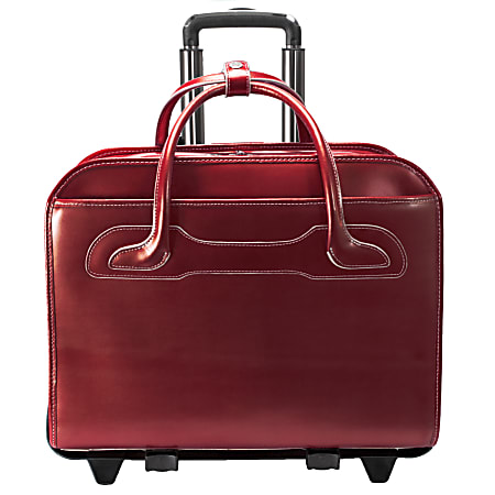 McKlein Willow Brook Leather Detachable Wheeled Briefcase Red - Office ...