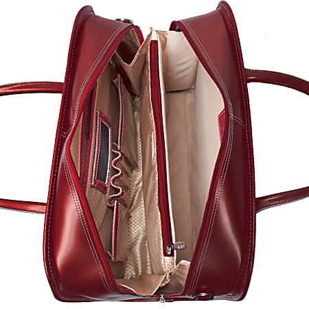 McKlein Willow Brook Leather Detachable Wheeled Briefcase Red - Office ...