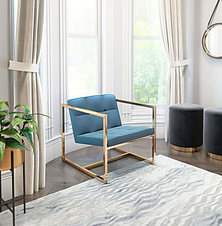 Zuo Modern Alt Arm Chair BlueGold - Office Depot