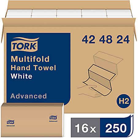 Tork Multifold H2 1 Ply Hand Towels 9 12 x 9 White 250 Sheets Per Pack ...