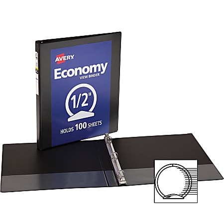 Avery Economy View Binder 12 Ring 8 12 x 11 Black Pack Of 4 - Office Depot