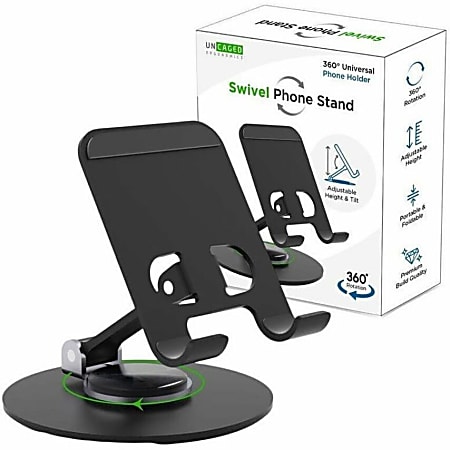 Uncaged Ergonomics Swivel Phone Stand 4XSPSBLACK - Office Depot