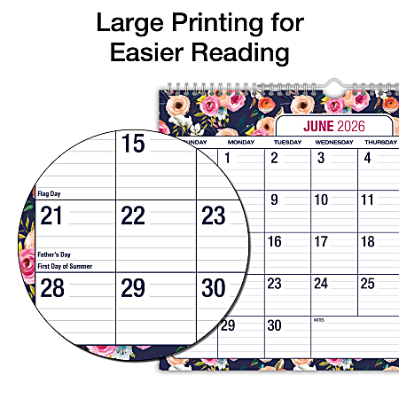 2026 2027 Excello Brands Academic Year Large Print Wall Calendar 15 x ...