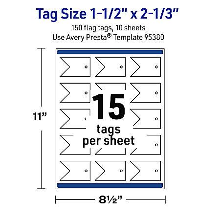 Avery Print To The Edge Flag Tags With Sure Feed Technology 1 12 x2 13 ...