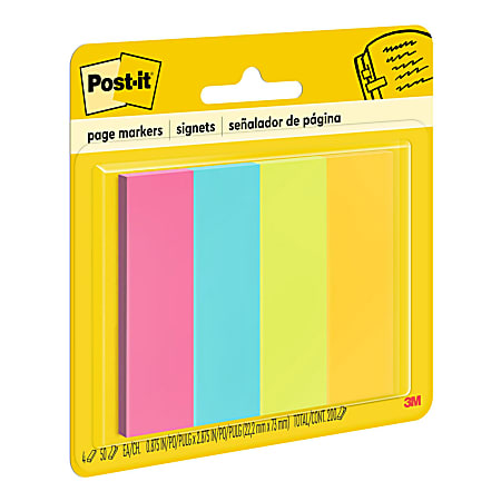 Post it Notes Page Markers 1 x 3 Ultra Colors 50 Per Pad Pack Of 4 Pads ...