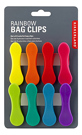 Kikkerland Design Rainbow Bag Clips Assorted Colors Pack Of 8 Clips ...