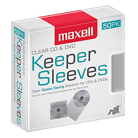 Maxell CDDVD Keepers Clear Pack Of 50 - Office Depot