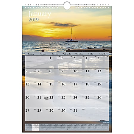 AT A GLANCE Scenic Wall Calendar 12 x 17 White January to December 2019 ...