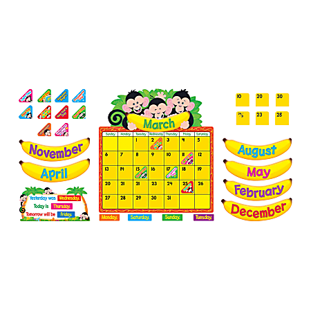 TREND Monkey Mischief Calendar Bulletin Board Set 17 12 x 23 14 ...