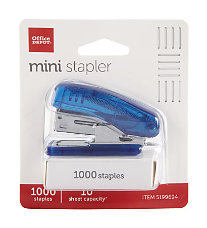 Office Depot Mini Stapler with Built In Remover 2 14 Assorted Colors ...