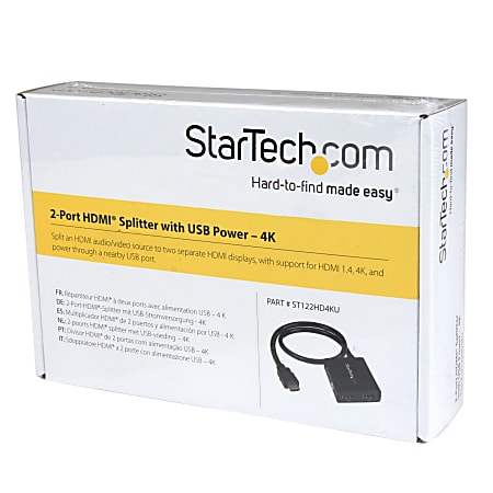 StarTech.com HDMI Splitter 1 In 2 Out 4k 30Hz 2 Port Supports 3D video ...