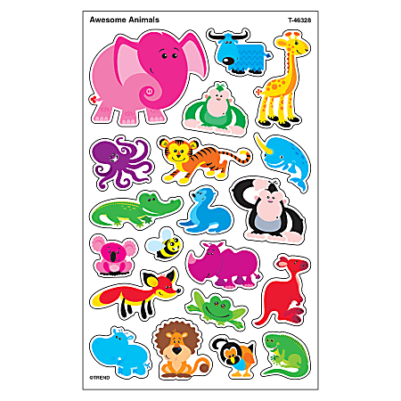 Trend superShapes Stickers Awesome Animals 160 Stickers Per Pack Set Of ...