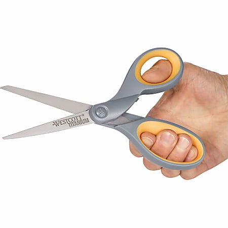Westcott Titanium Bonded Scissors 7 Straight GrayYellow - Office Depot