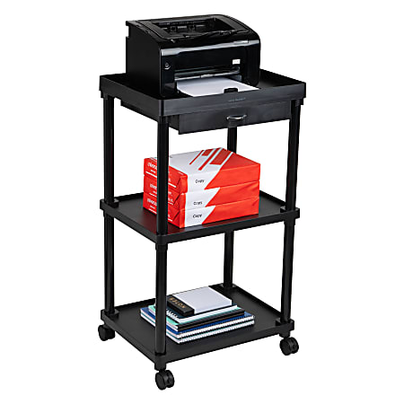Mind Reader 3 Shelf Printer Cart 34 12 H x 15 W X 20 D Black Office Depot