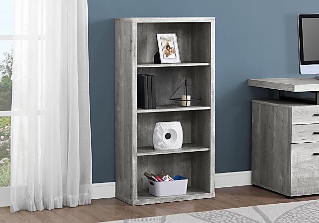 Monarch Specialties 48 H 4 Shelf Adjustable Bookcase Gray Woodgrain ODP Business Solutions