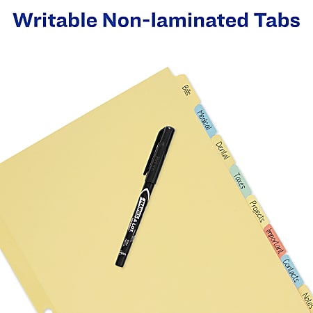 Avery Write On Paper Dividers For 3 Ring Binders 8.5 x 11 8 Tab Set ...