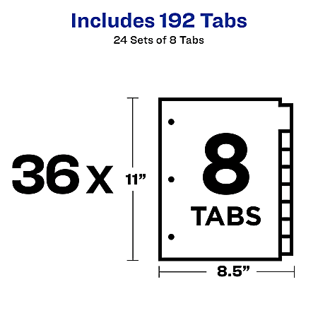 Avery Write On Paper Dividers For 3 Ring Binders 8.5 x 11 8 Tab Set ...