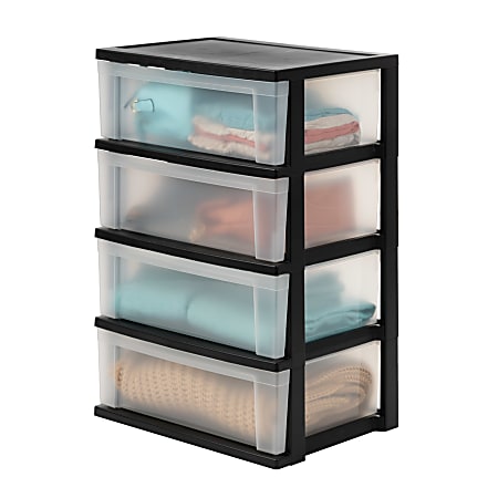 Iris Nesting Stacking Wide Chest 4 Drawers 29 Qt Black - Office Depot