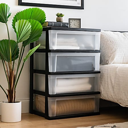 Iris Nesting Stacking Wide Chest 4 Drawers 29 Qt Black - Office Depot
