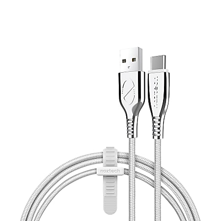 Naztech Titanium USB To USB C Braided Cable 6 White - Office Depot