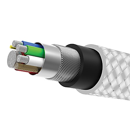 Naztech Titanium USB To USB C Braided Cable 6 White - Office Depot