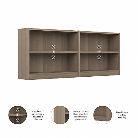 Bush Furniture Universal Small 30 H 2 Shelf Bookcases Ash Gray Set Of 2 ...