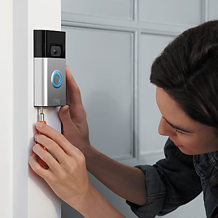 Ring HD Video Doorbell Satin Nickel 6022381 - Office Depot