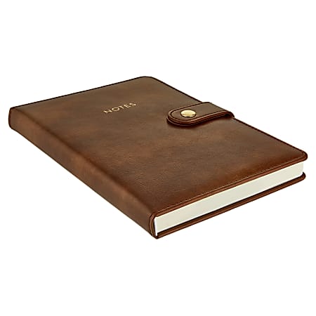 6x8 Deluxe Journal Brown PU w Snap Closure - Office Depot