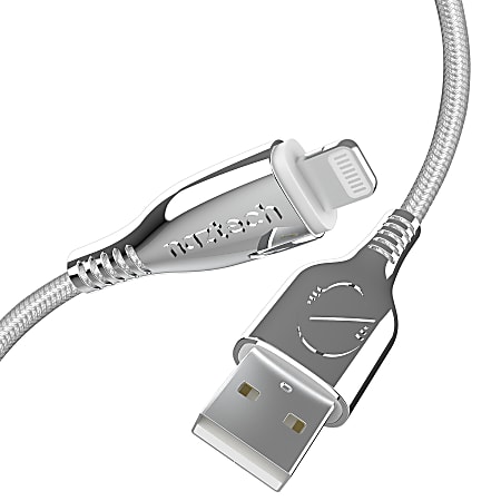 Naztech Titanium USB To Lightning Braided Cable 6 White - Office Depot
