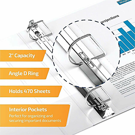 QuickFit 3 Ring Binder Spreadsheet 2 Locking Angle D Rings White ...