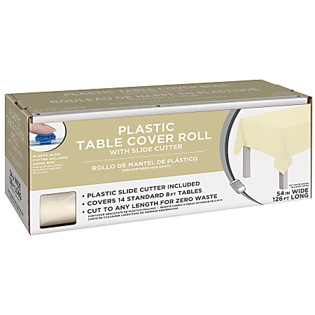 Amscan Boxed Plastic Table Roll Vanilla Cr me 54 x 126 - ODP Business ...
