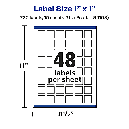 Avery Removable Labels With Sure Feed 94103 RMP15 Square 1 x 1 White ...