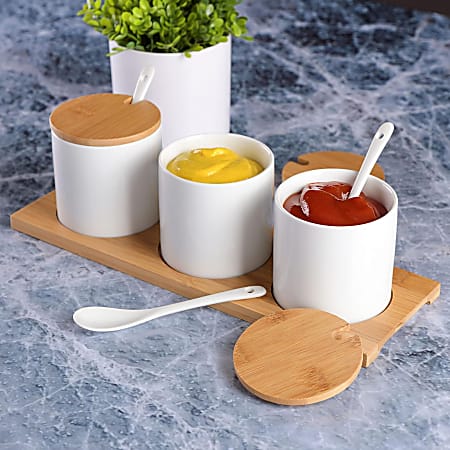 Gibson Elite Gracious Dining 10 Piece Fine Ceramic Condiment Jars With ...